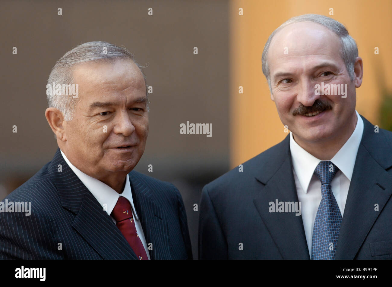 Presidents Islam Karimov of Uzbekistan left and Alexander Lukashenko of ...