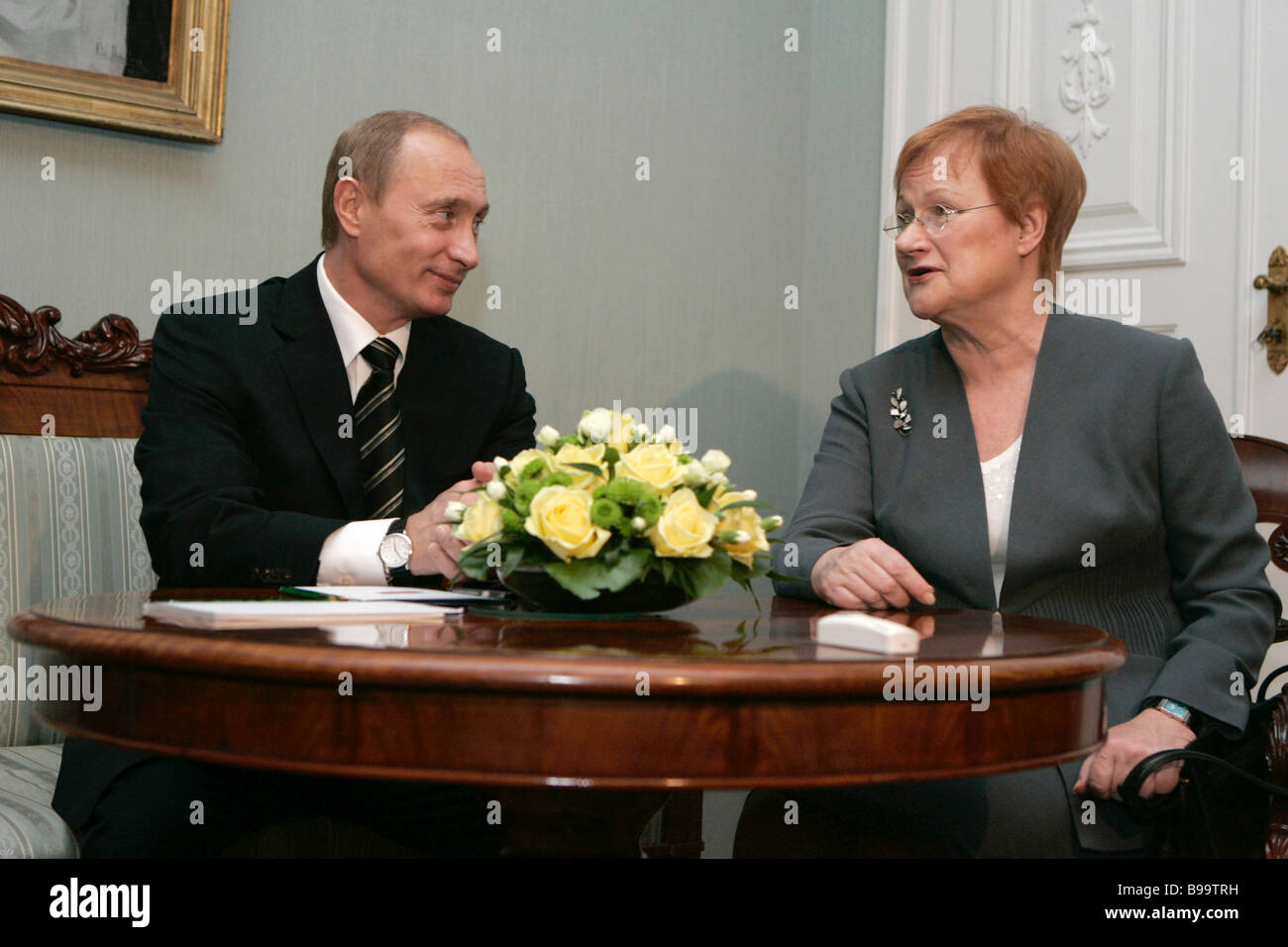 Presidents Tarja Halonen of Finland and Vladimir Putin of Russia have ...