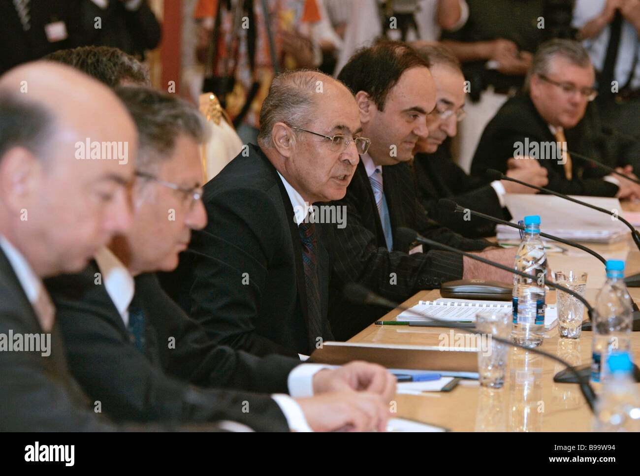Turkish President Ahmed Necdet Sezer third from left during Russian ...