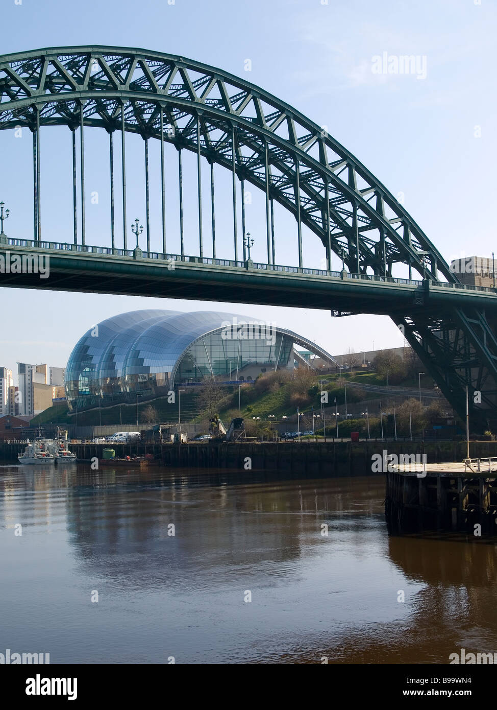 The Sage Concert Hall Gateshead, seen under the Tyne bridge from the ...