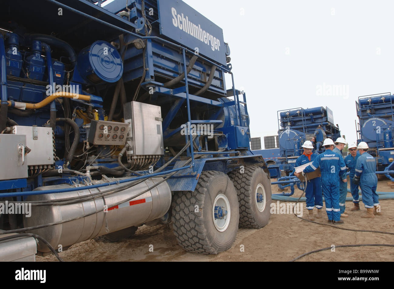 The Schlumberger geological prospecting company doing survey on the ...