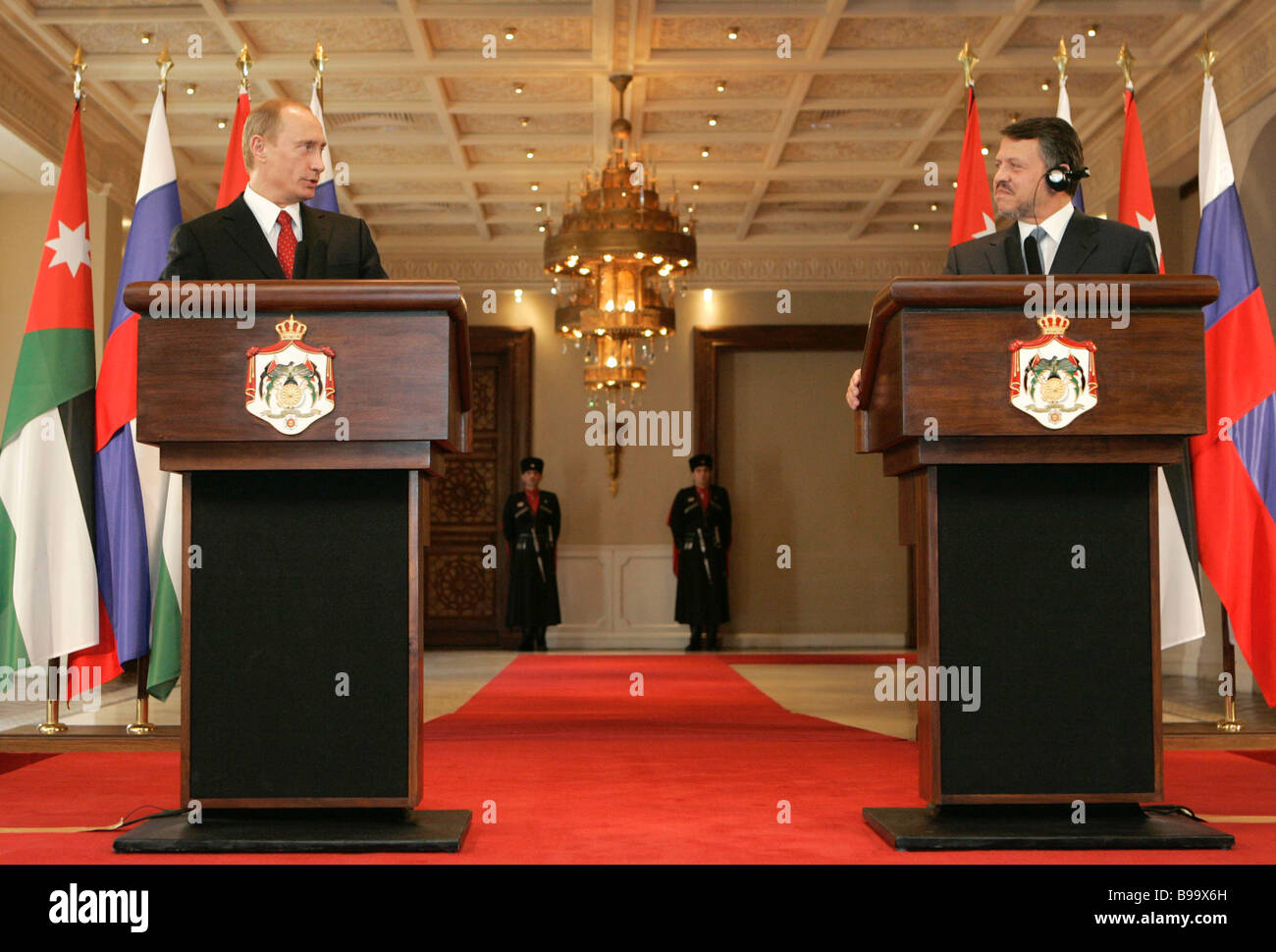 Russian President Vladimir Putin and King of Jordan Abdullah II Ben al ...