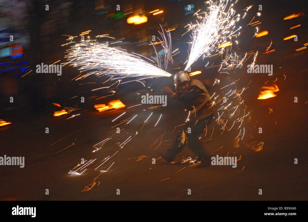 Fiery show outside the Pushkinsky cinema before the Witch film s first ...