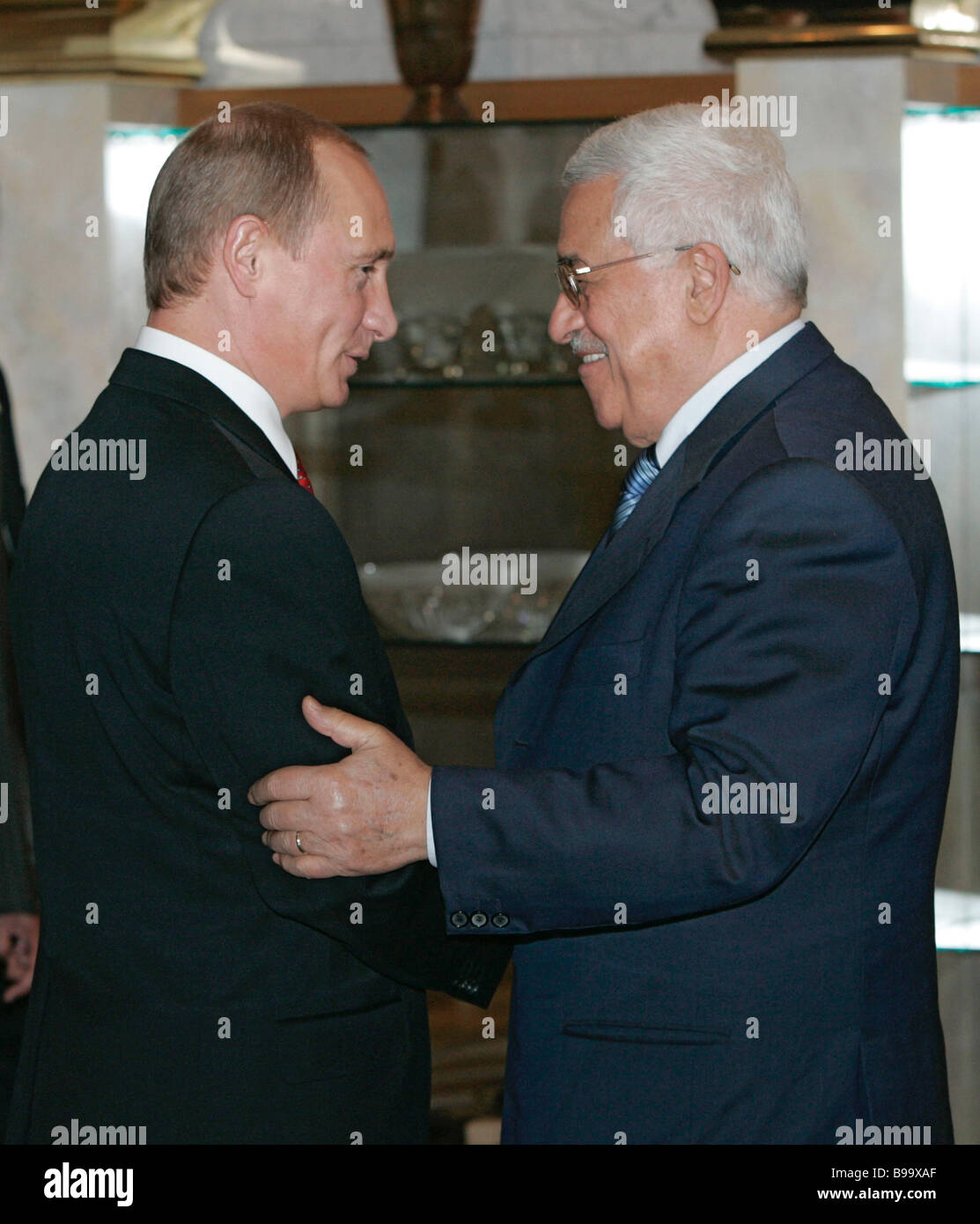 Russian President Vladimir Putin left and Mahmoud Abbas President of ...