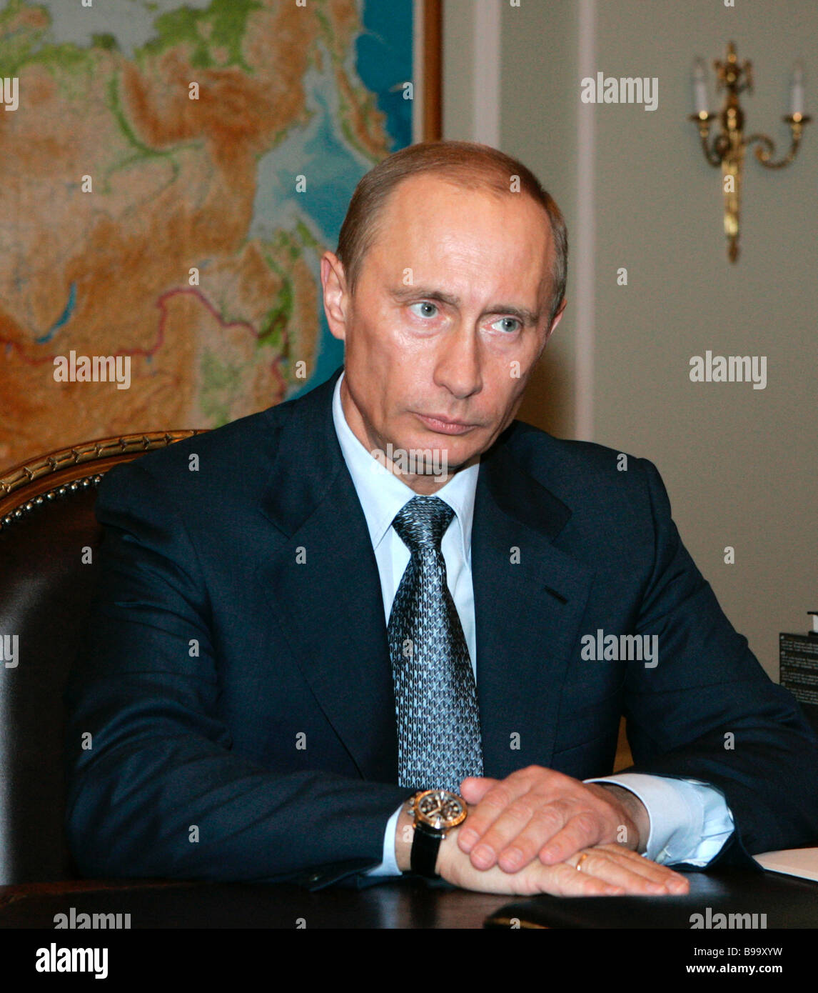 Russian President Vladimir Putin at Novo Ogarevo his country residence ...