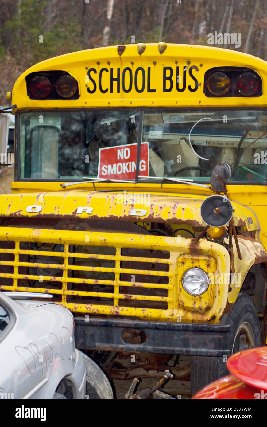 old bus in a junk yard Stock Photo - Alamy