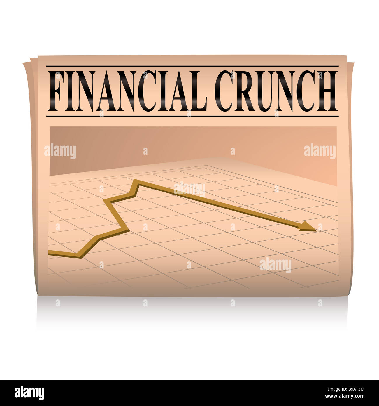 financial paper showing a graph of the credit crunch with sales down ...