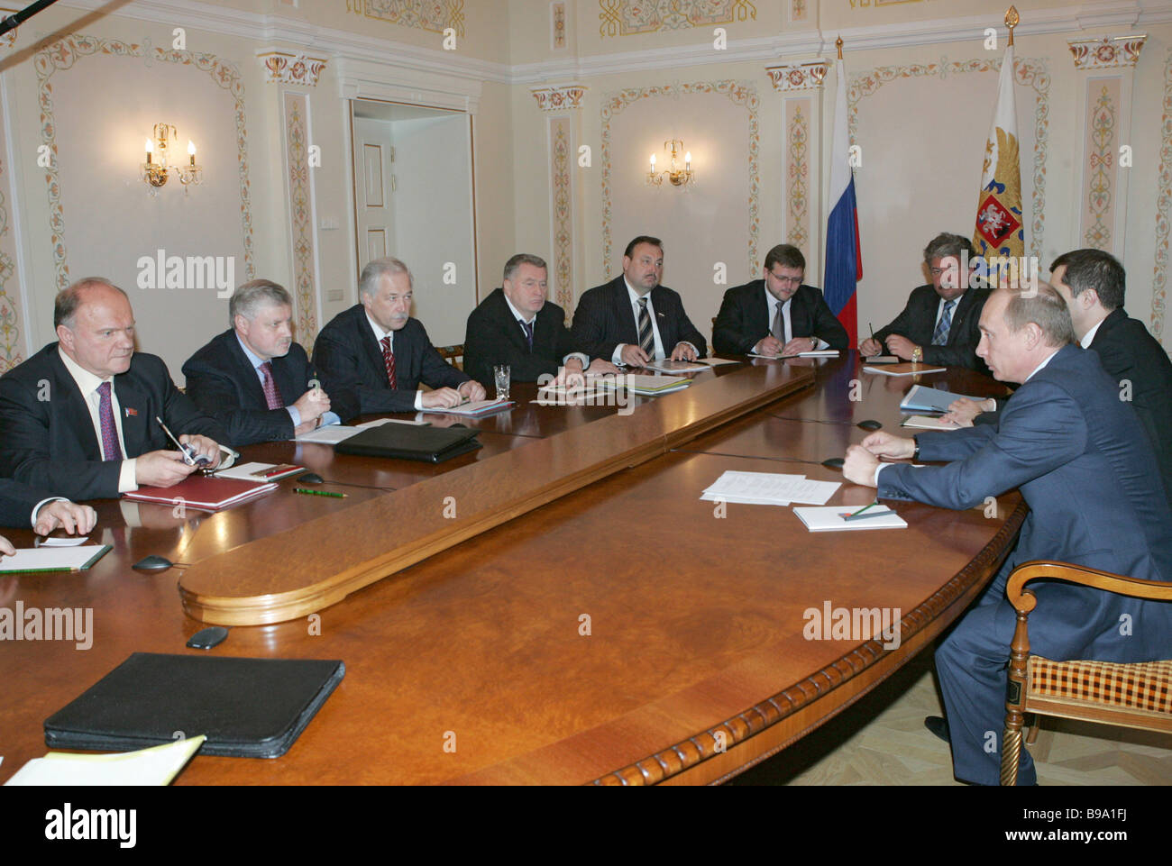 Russian President Vladimir Putin front row right Vladislav Surkov ...