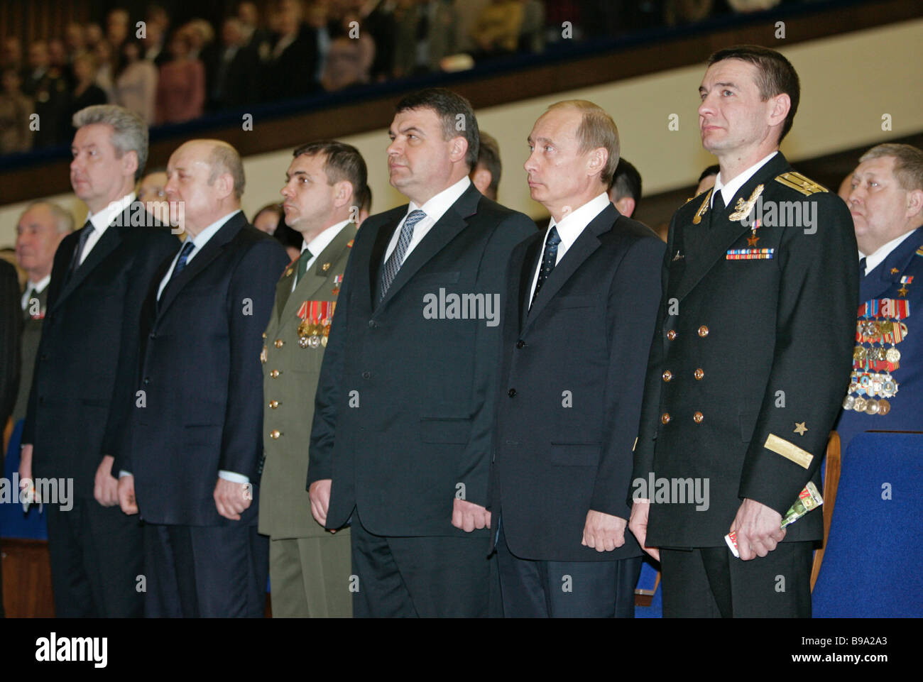 From right to left Capt Sergey Rachuk Hero of Russia President Vladimir ...