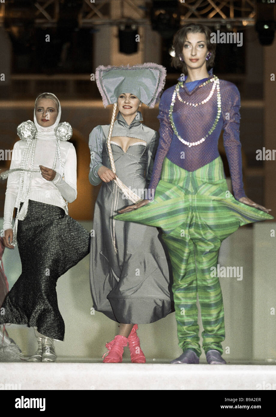 Models demonstrate new garments during final round of young designers ...
