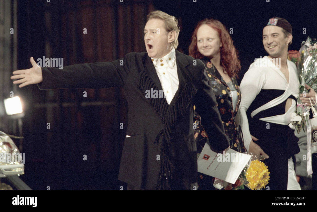 Theater director Roman Viktyuk left and lead stars Yelena Morozova ...