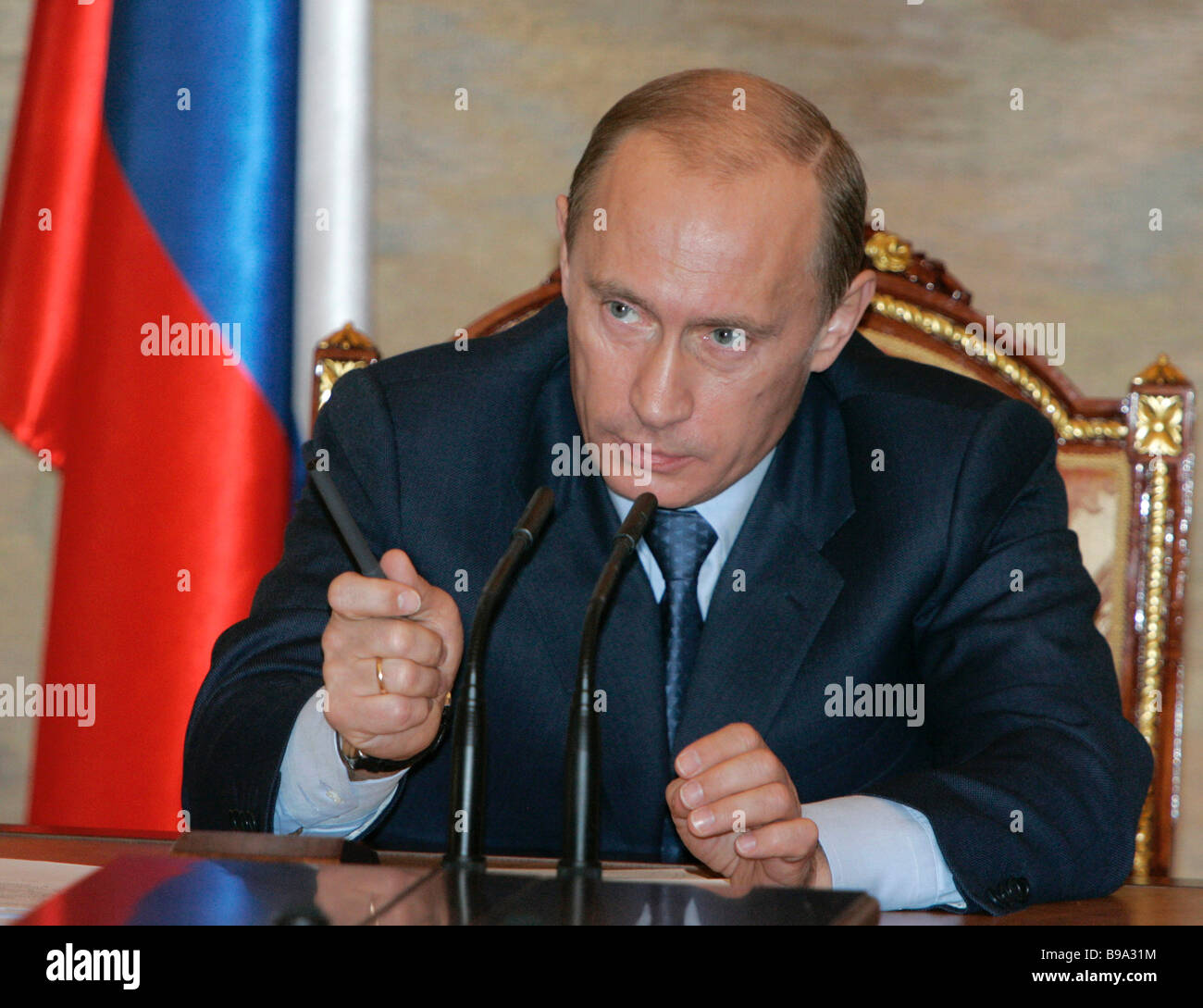 Russian President Vladimir Putin duing a meeting with Cabinet members ...