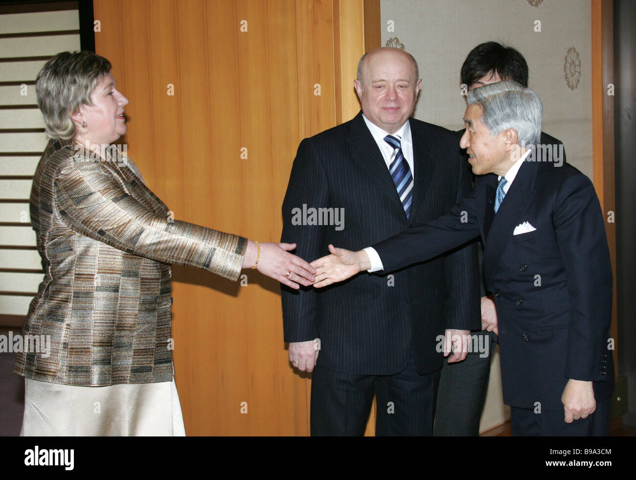 Russian Prime Minister Mikhail Fradkov center with his wife Yelena ...