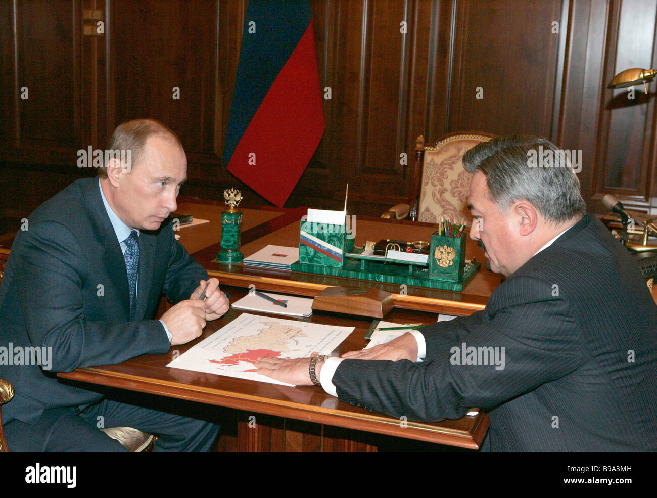 Russian President Vladimir Putin and Kamil Iskhakov presidential envoy ...