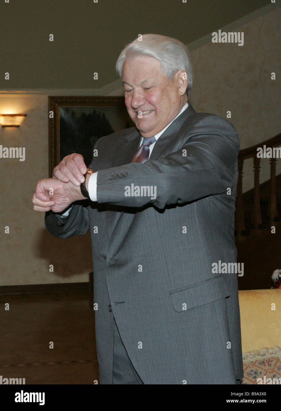 Boris Yeltsin Russia s first President on his 75th birthday Stock Photo ...