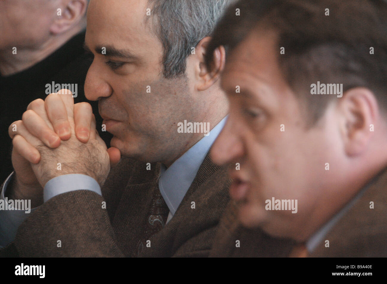 From left to right world chess champion Garri Kasparov and Ivan Starikov Presidium member the ...