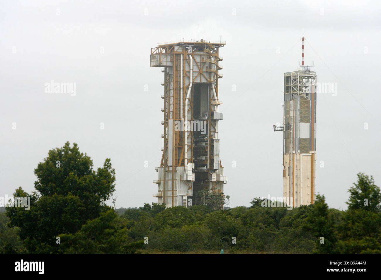 The Ariane 4 launching pad at the Kourou space center in French Guiana ...