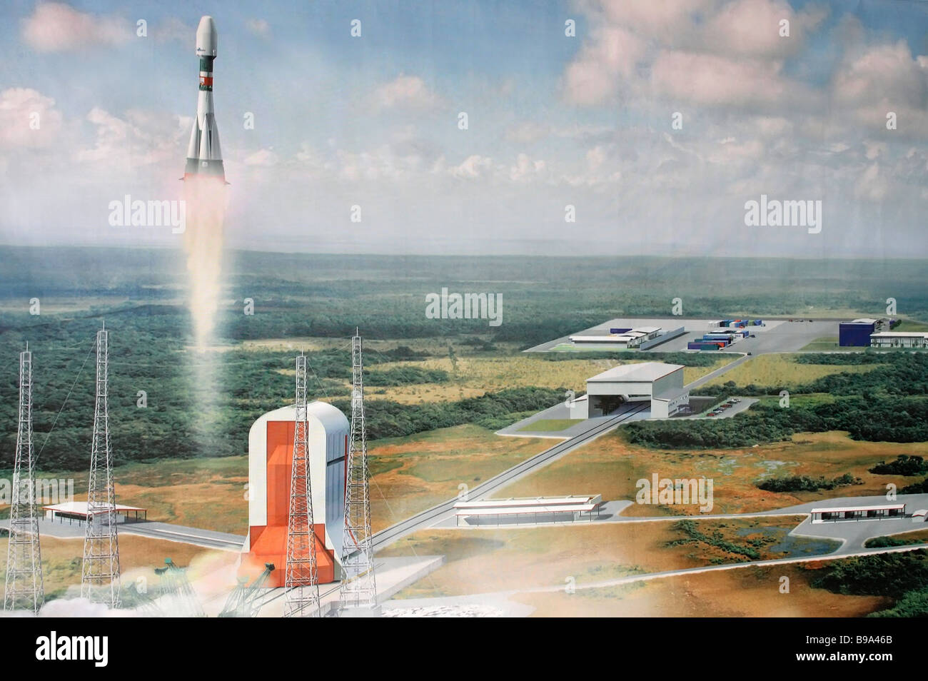 Model of a launching pad currently under construction at the Kourou ...