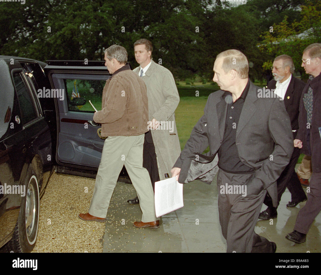 Russian President Vladimir Putin right and U S President George W Bush ...