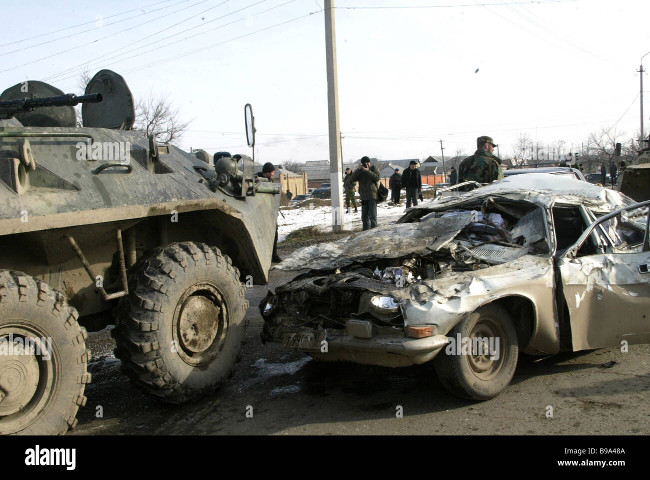 A car crash near the Khankala base in Khankalskaya Ulitsa in Grozny ...