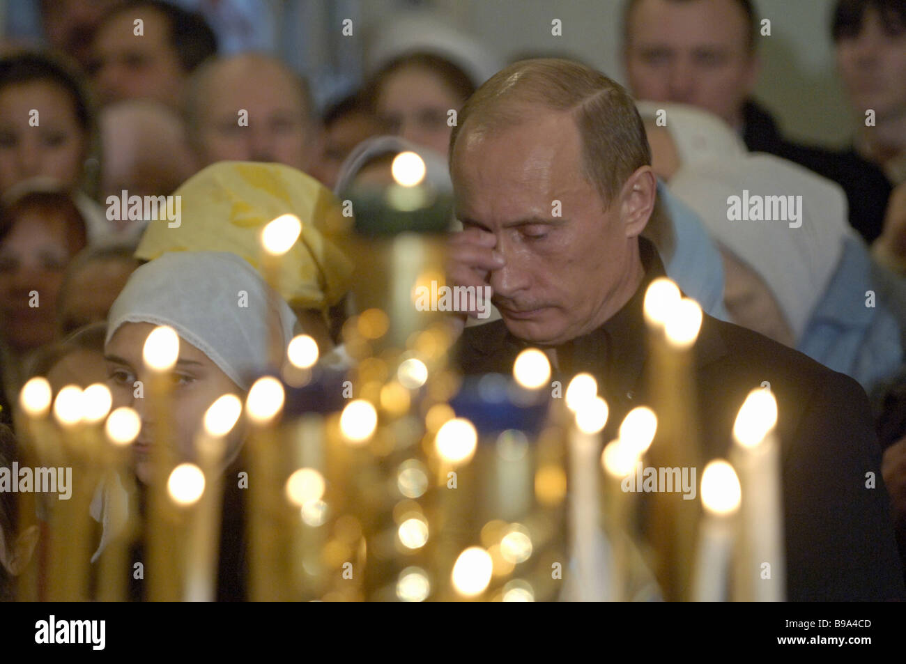 Russian President Vladimir Putin attending a Christmas service in the ...