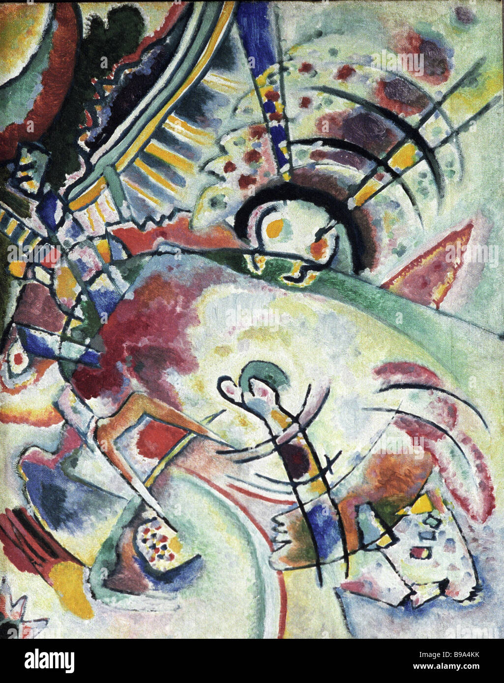 Reproduction of painting by Vassily Kandinsky on display at exhibition ...