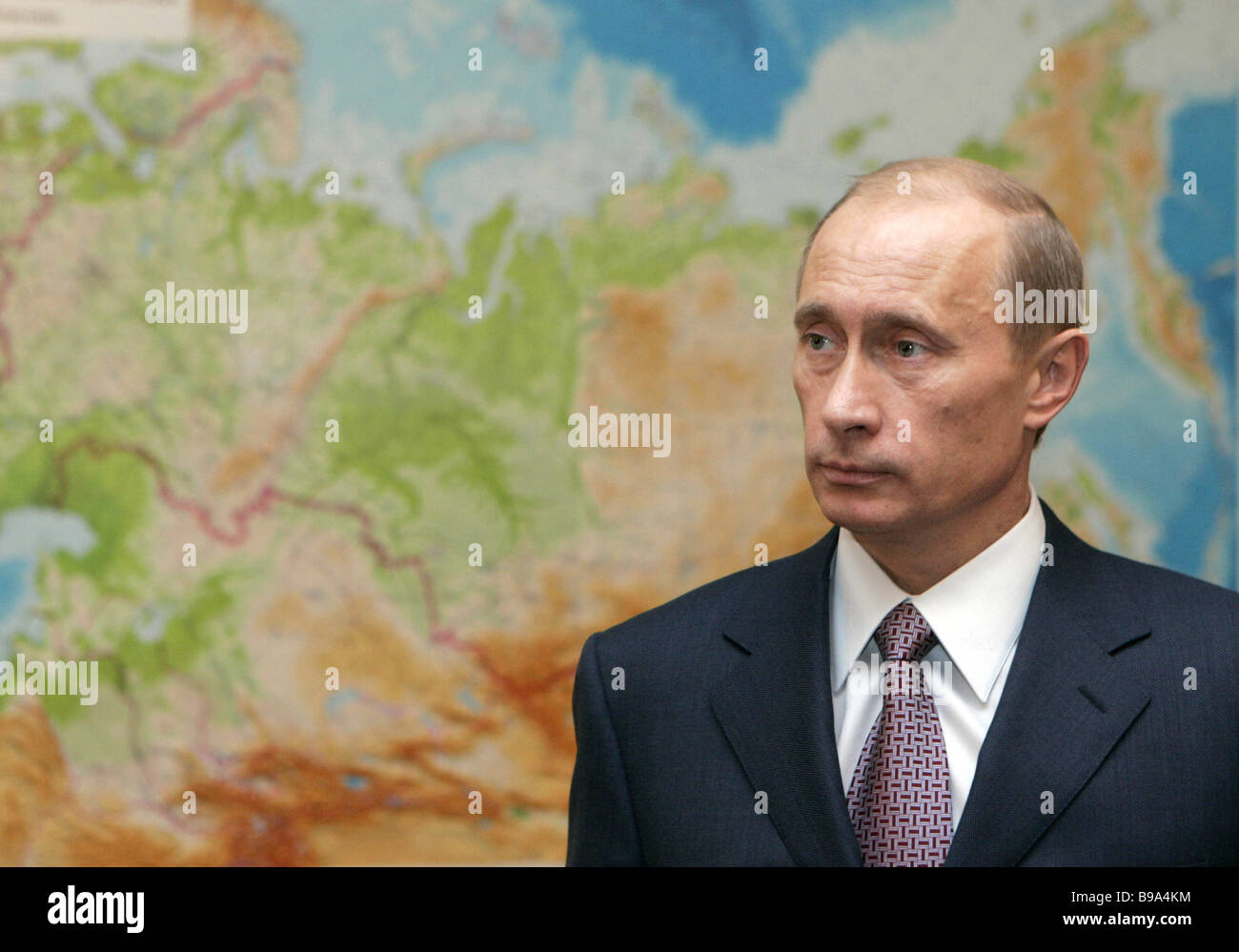 Russian President Vladimir Putin in his study in Novo Ogarevo Stock ...