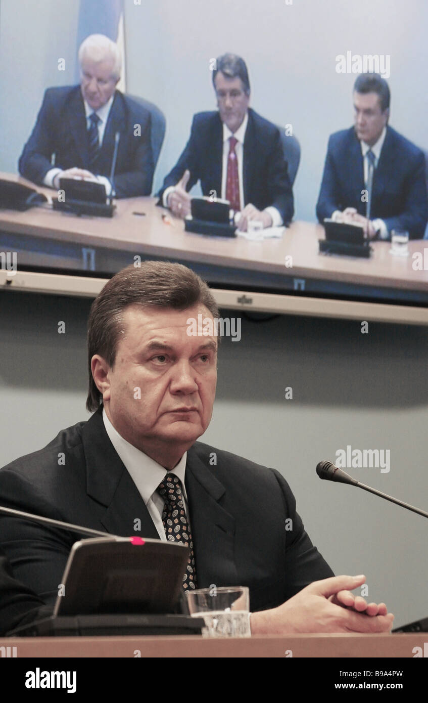 Ukrainian Prime Minister Victor Yanukovich addresses news conference in ...