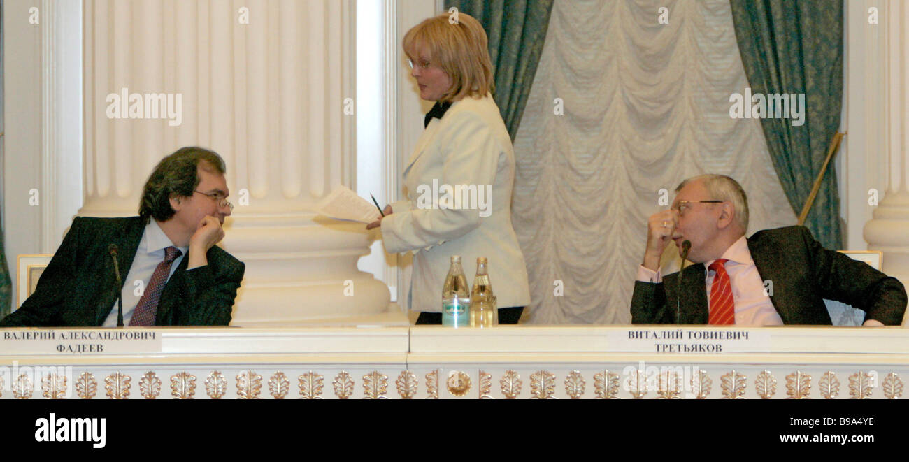 From left to right foreground Valery Fadeev editor in chief of the ...