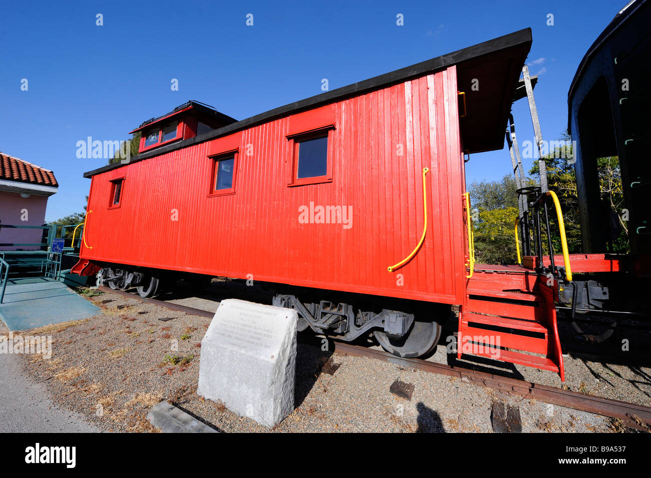 Red Antique Train Car on Display at Historic Lake Wales Train Depot ...