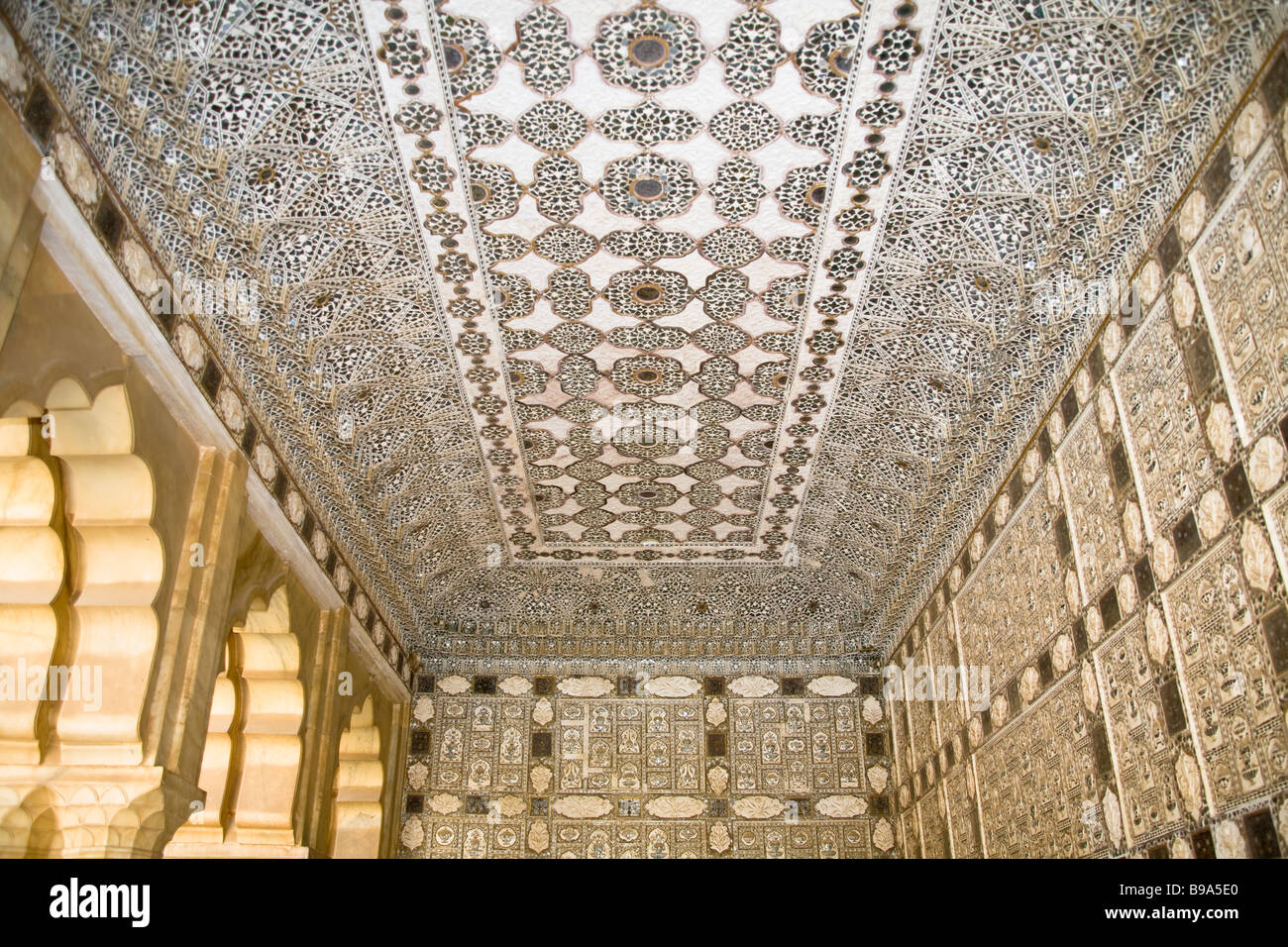 Hall of Mirrors, Sheesh Mahal, in Amber Palace, also known as Amber ...