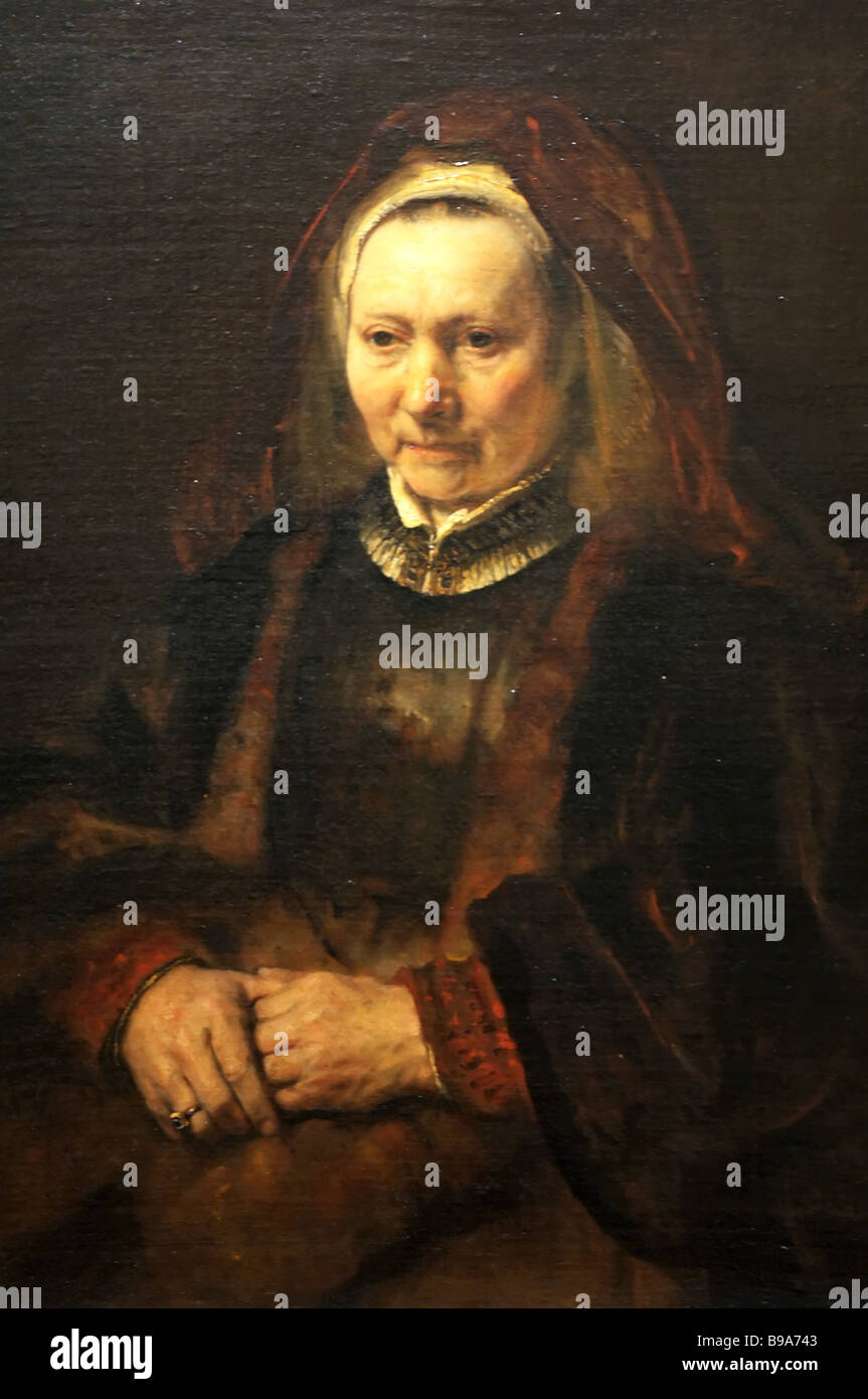 Painting Portrait of an Old Woman 1650 by Rembrandt on display at ...