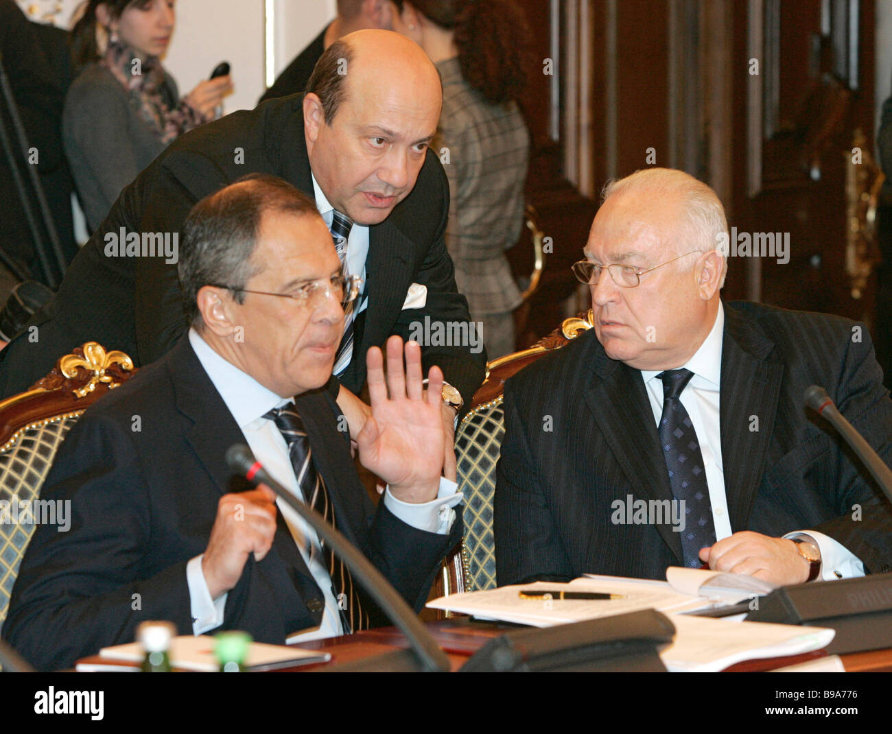 From left to right in the foreground Russia s Foreign Minister Sergei ...