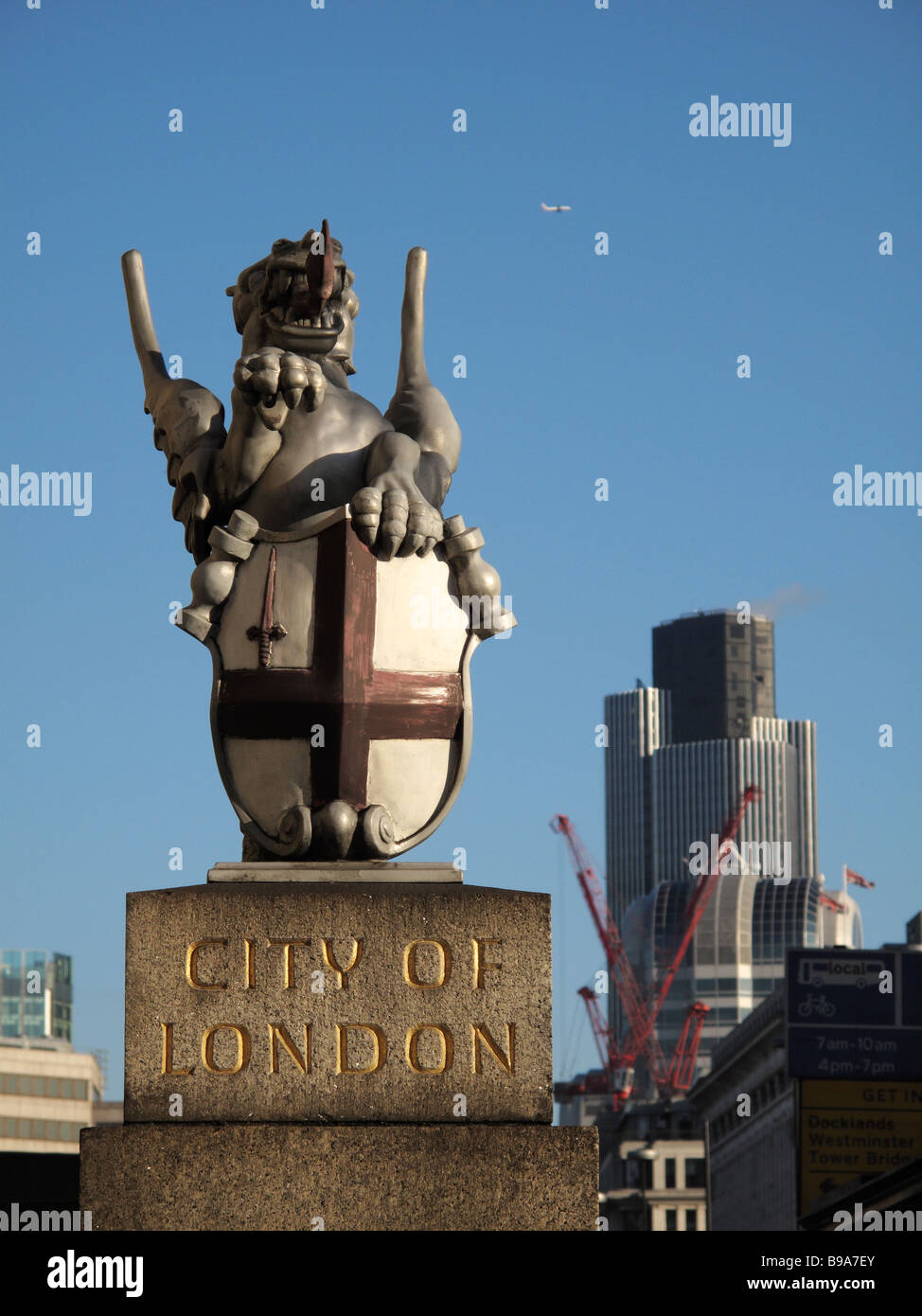 Dragon and shield with St George's cross on London Bridge at the ...