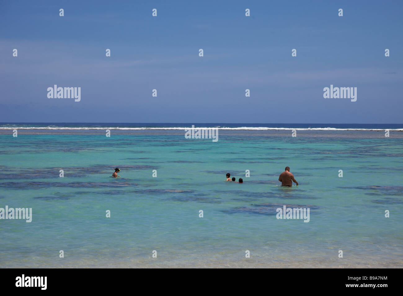 Polynesian Family fishing in the Pacific Ocean - Rarotonga, Cook ...