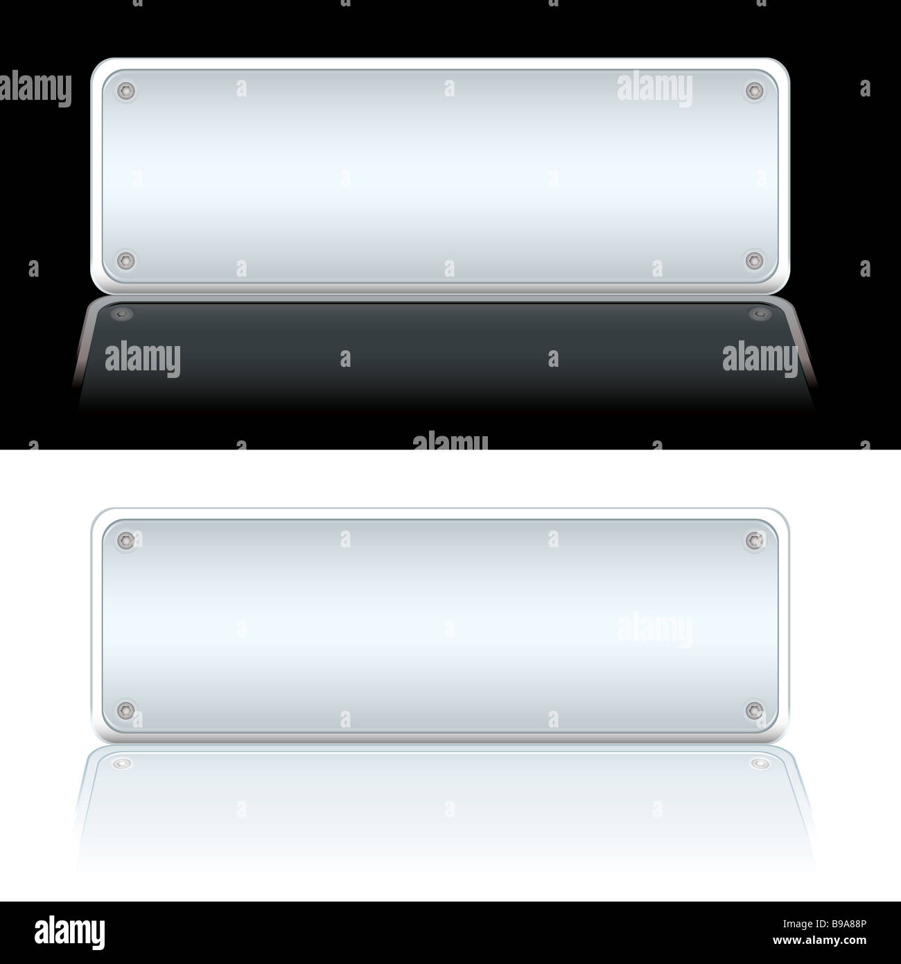 Illustrated metal street sign with two versions and reflected shadow ...