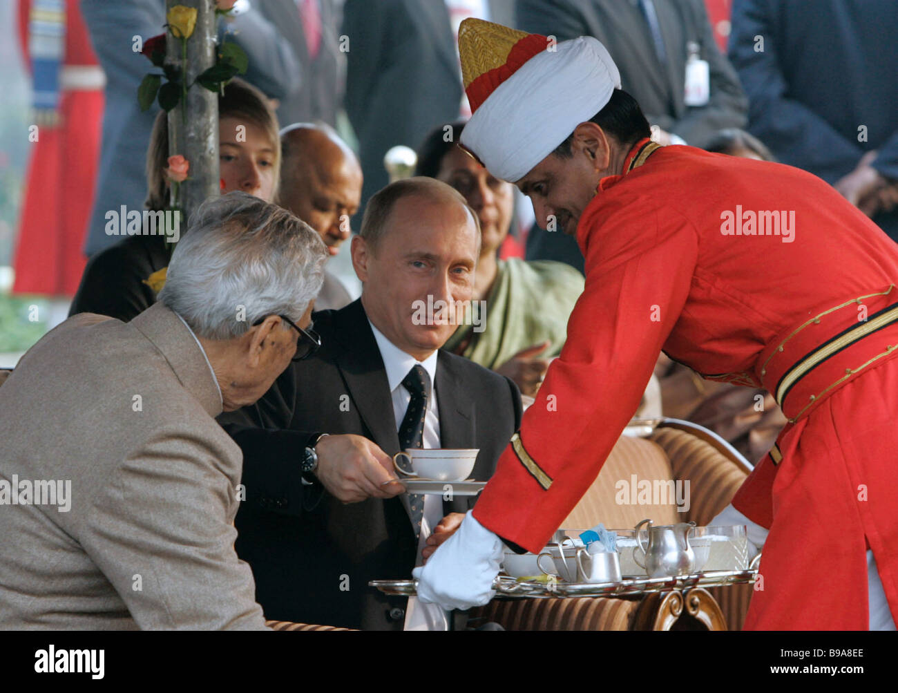Russian President Vladimir Putin in the center at the Mughal or Mogul ...