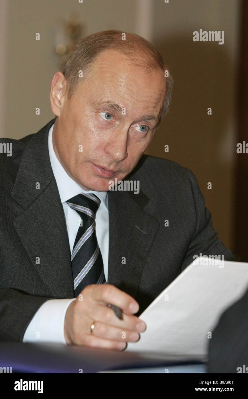 Russian President Vladimir Putin in his office at the Novo Ogarevo ...