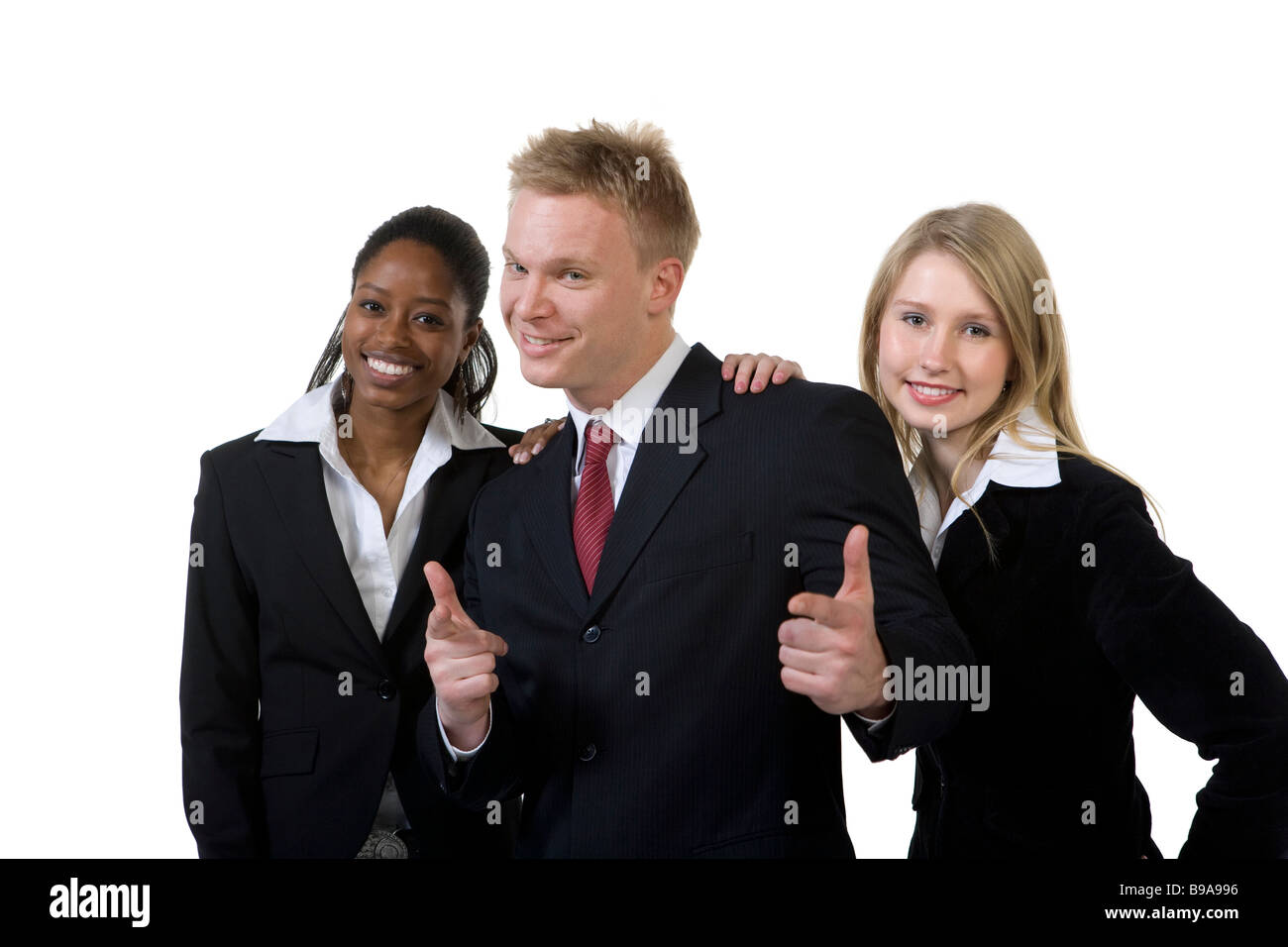 Woman clinging to man suit hi-res stock photography and images - Alamy