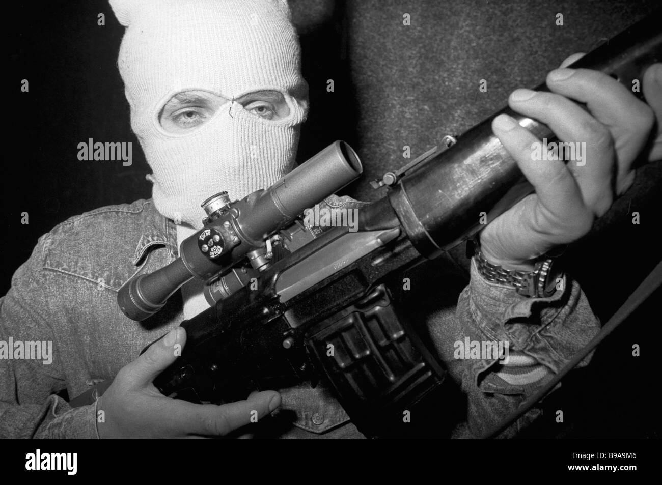 OMON Police Special Task Force soldier with assault rifle Stock Photo ...