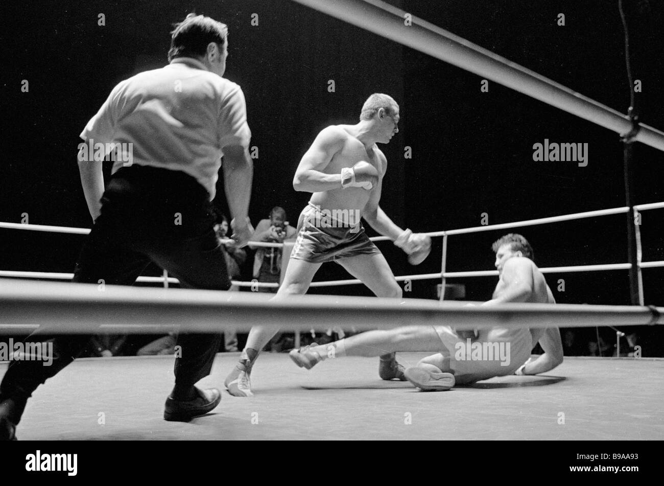 A Sunday punch by boxer Oleg Ashikhin center USSR boxing championship ...