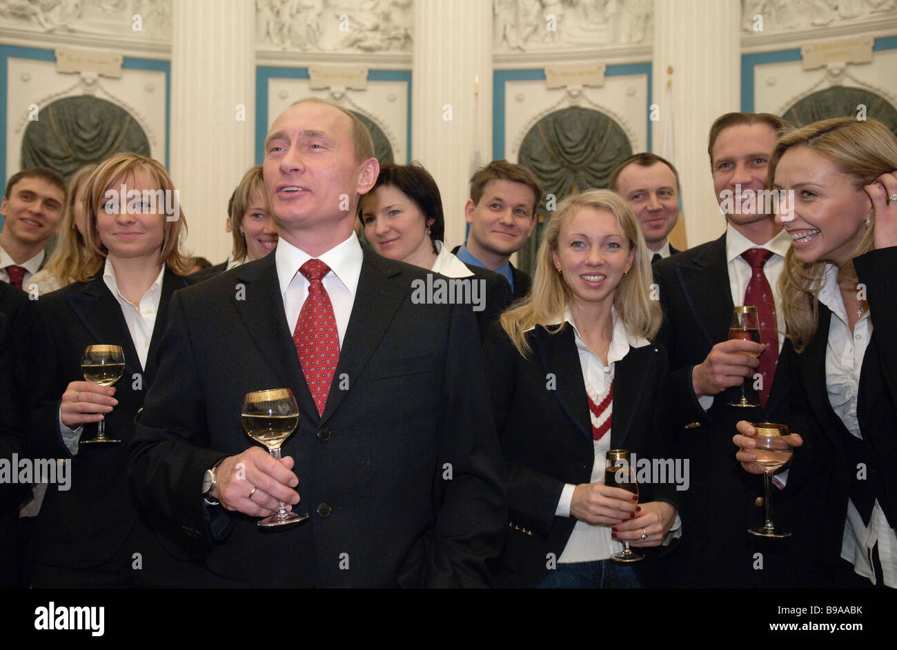 President Vladimir Putin center at the meeting in the Kremlin with ...