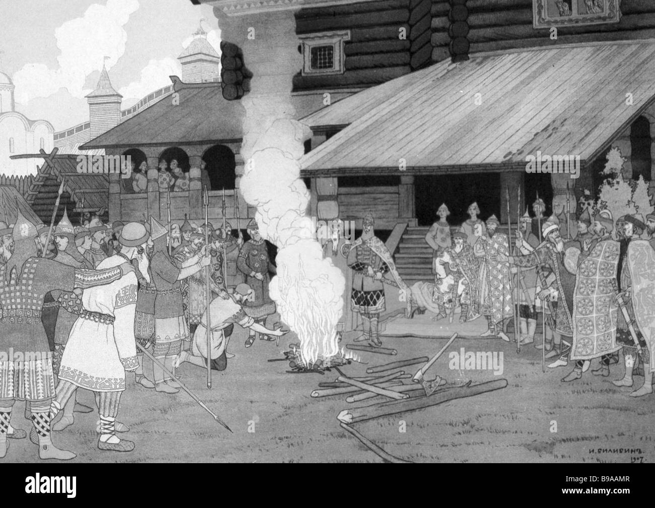 Reproduction of Illustration Ancient Russian Court by Ivan Bilibin ...