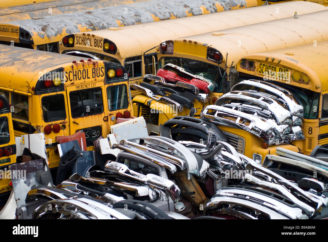 old buses in a junk yard Stock Photo - Alamy