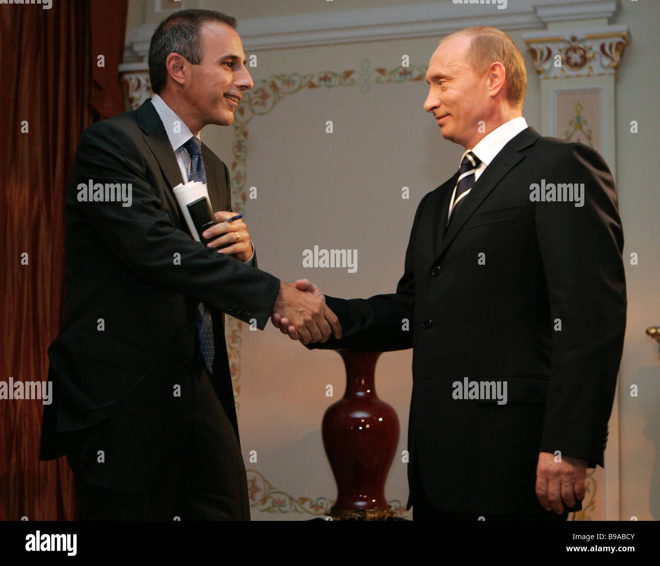 Russian President Vladimir Putin left being interviewed by the USA s ...