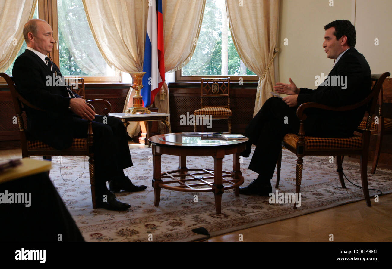 Russian President Vladimir Putin being interviewed by France s Moscow ...