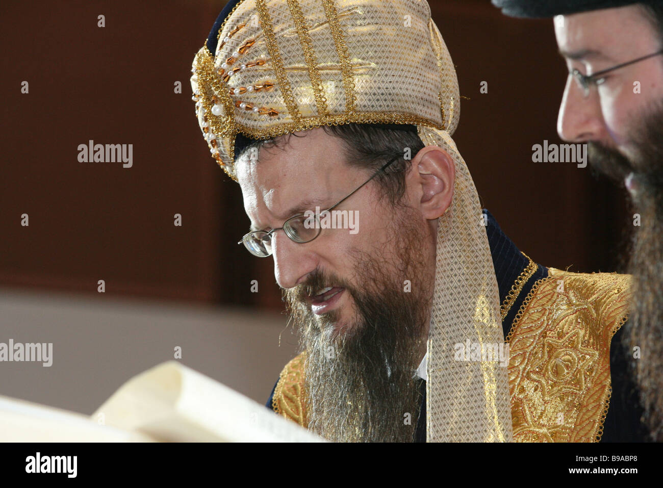 Russian Chief Rabbi Berl Lazar center in the traditional reading out ...