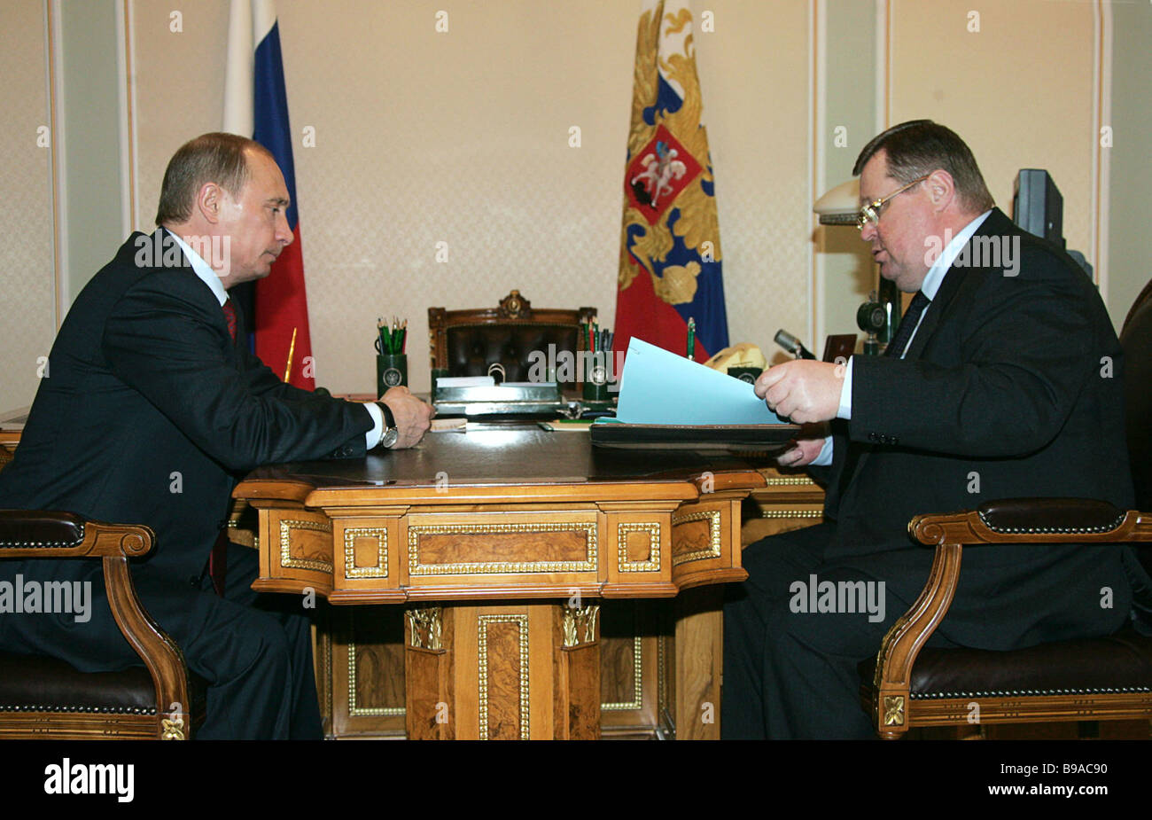 Russian President Vladimir Putin receiving Russian Prosecutor General ...