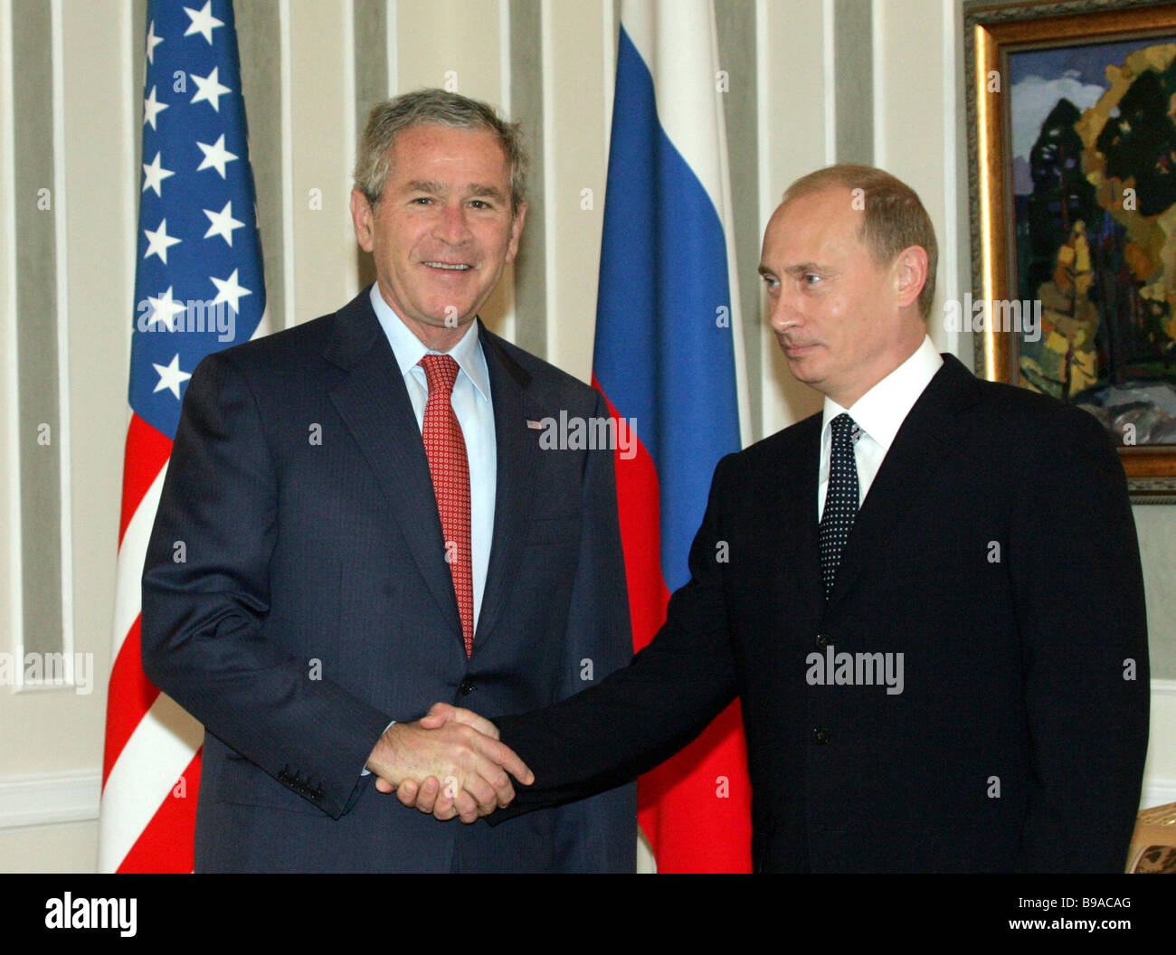 The Russian and U S presidents Vladimir Putin and George Bush from ...