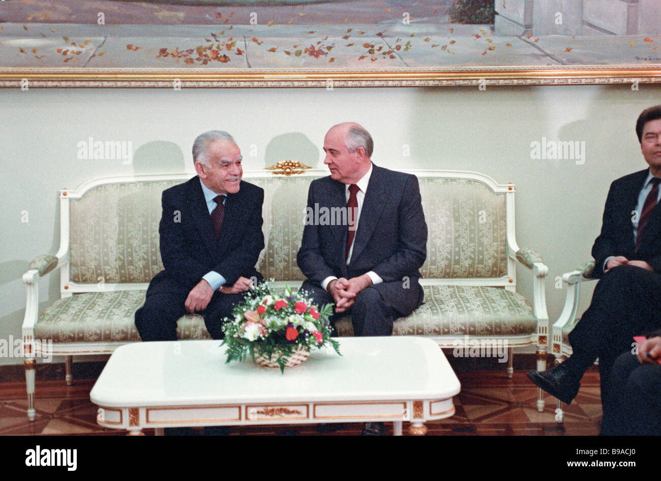 Soviet President Mikhail Gorbachev meeting with Israeli Prime Minister ...